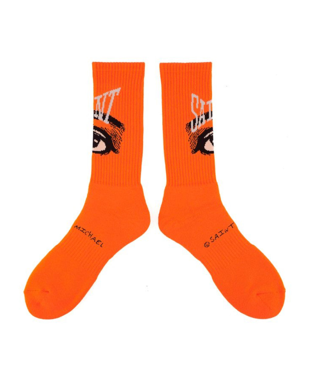 Saint Michael Eye Logo Orange Socks – Token Miami