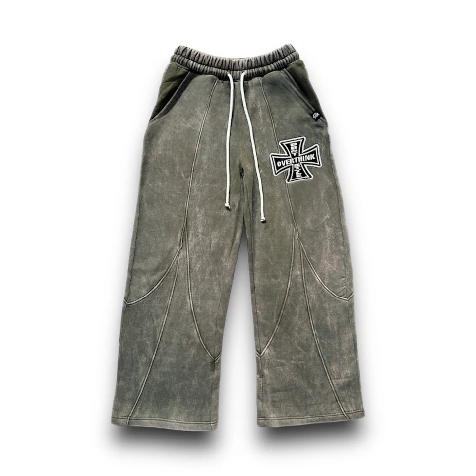 WEBBED CROSS SWEATPANTS - EARTH WASH – Token Miami