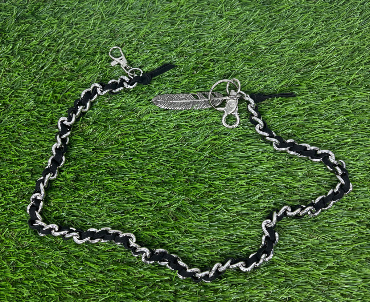 Silver/Black Rope Feather Wallet Chain – Token Miami