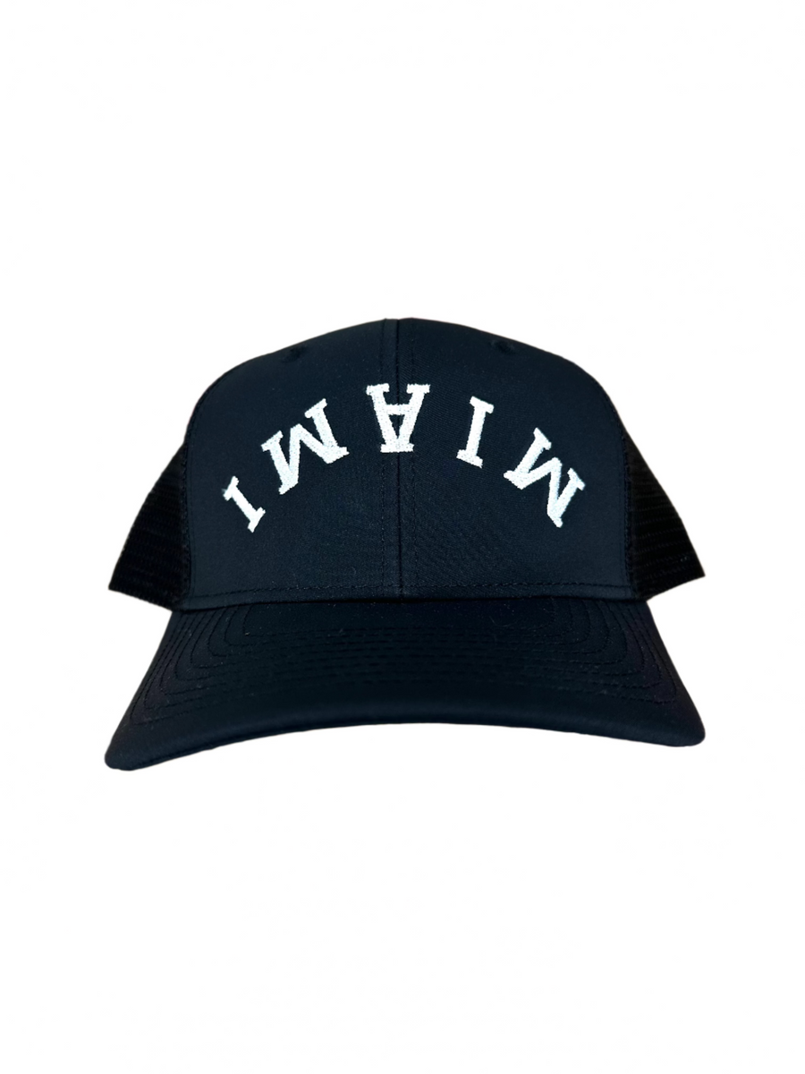 MIAMI UPSIDE DOWN Black Trucker Hat – Token Miami