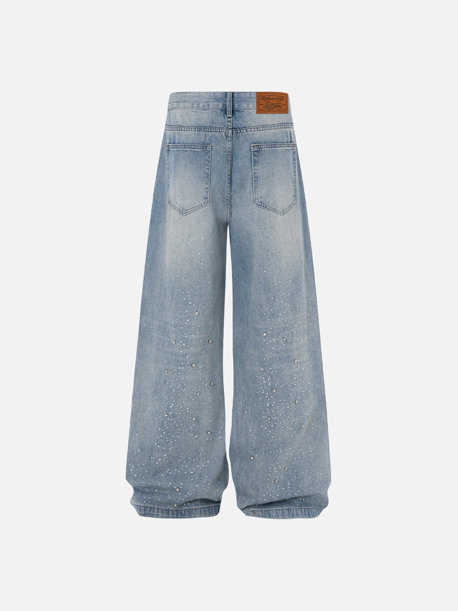 AELFRIC EDEN RHINESTONE BAGGY JEANS 'BLUE' – Token Miami