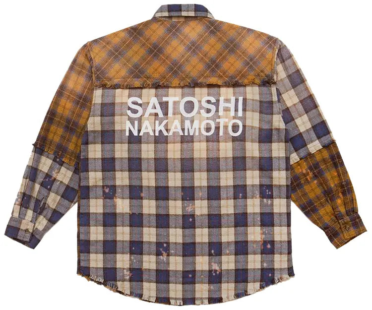 Satoshi Nakamoto Patchwork Logo Shirt "Brown" – Token Miami
