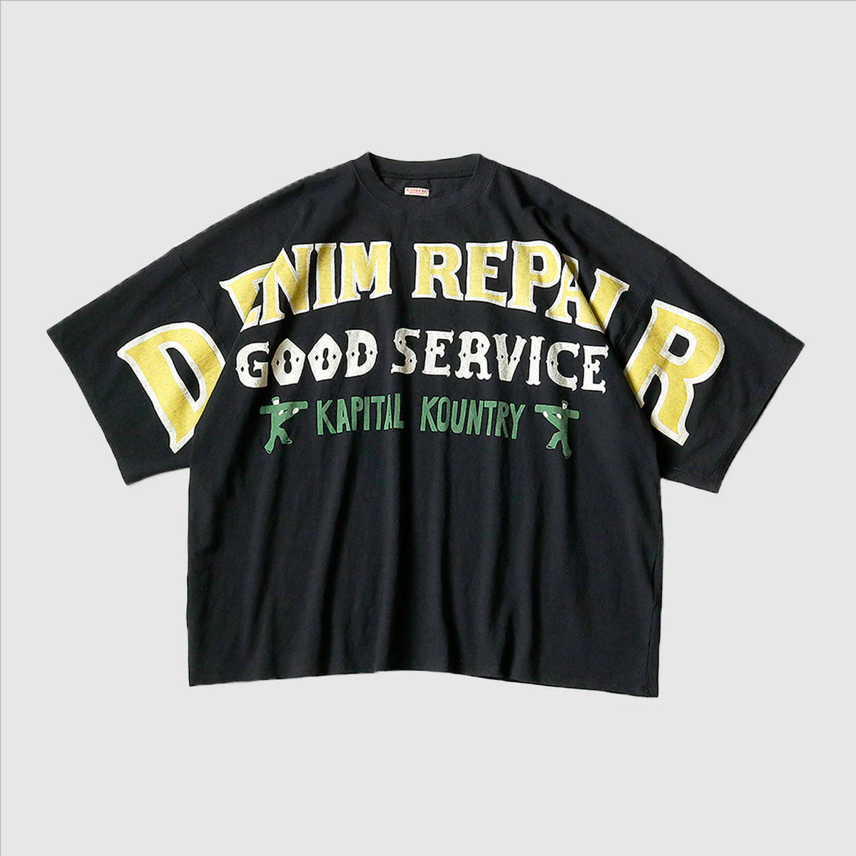 KAPITAL JERSEY OVERSIZED T-SHIRTS (DENIM REPAIR) BLACK – Token Miami