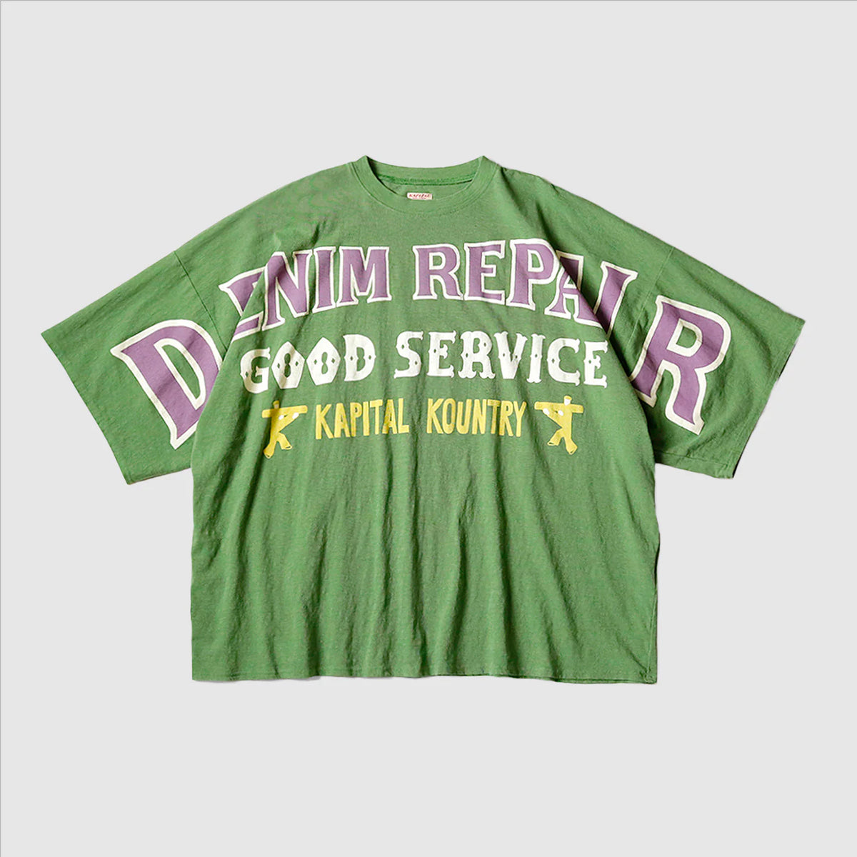 KAPITAL JERSEY OVERSIZED T-SHIRTS (DENIM REPAIR) GREEN – Token Miami
