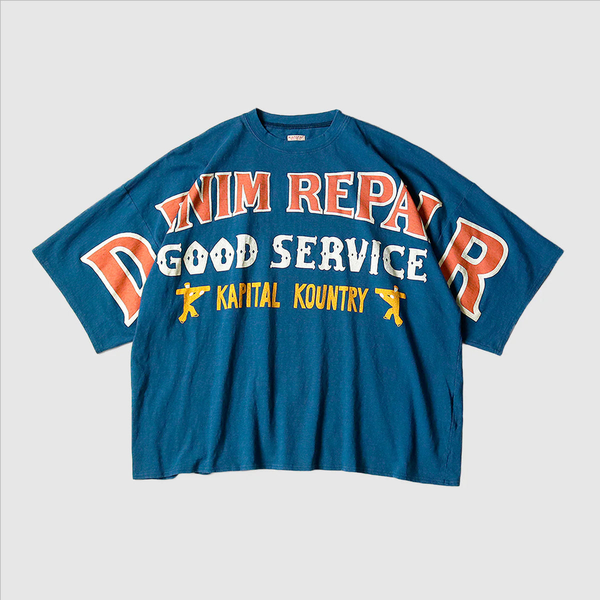 KAPITAL JERSEY OVERSIZED T-SHIRTS (DENIM REPAIR) NAVY – Token Miami