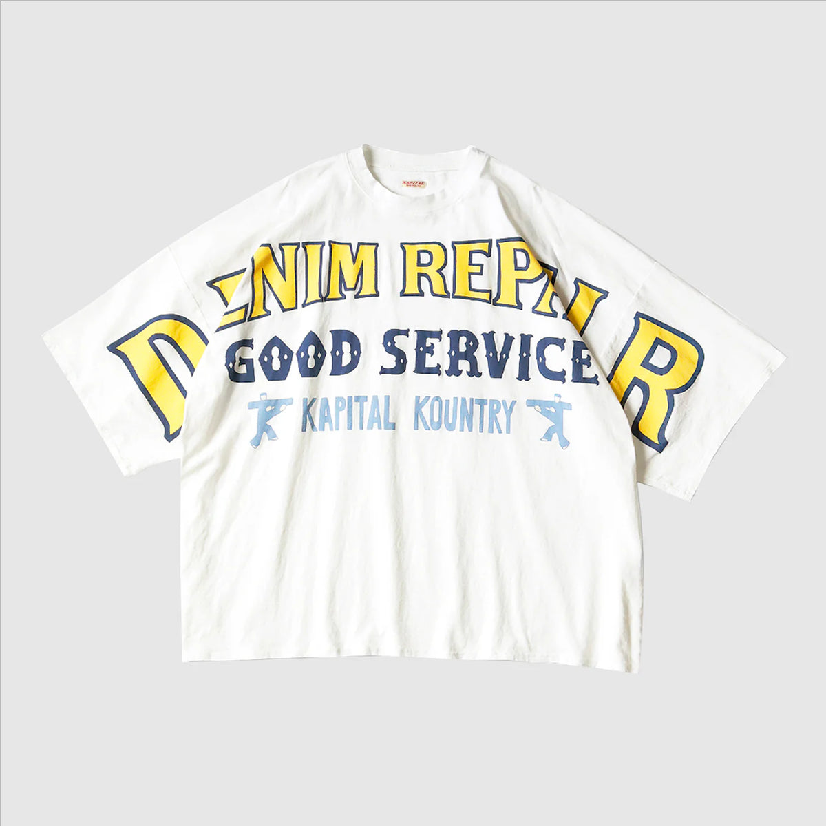 KAPITAL JERSEY OVERSIZED T-SHIRTS (DENIM REPAIR) WHITE – Token Miami