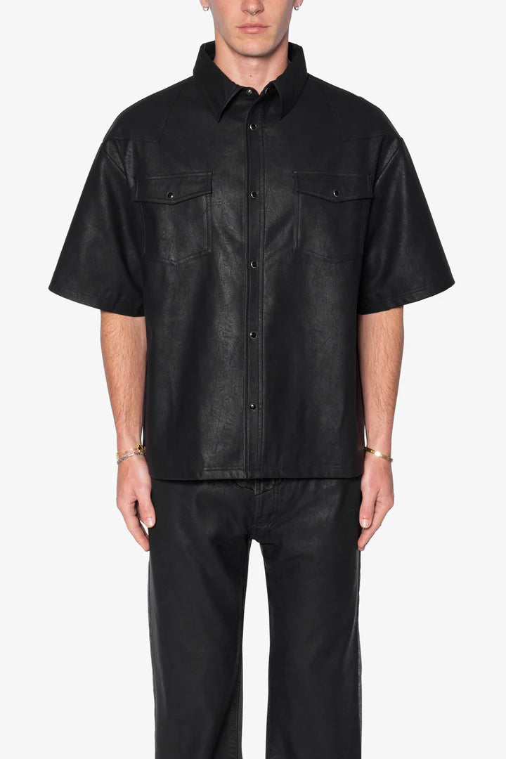 MNML LEATHER S/S SHIRT BLACK – Token Miami