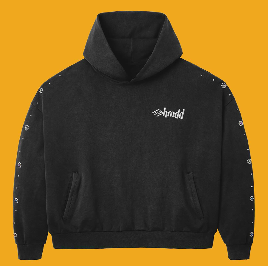 HMDD Flower Studded Hoodie Black – Token Miami