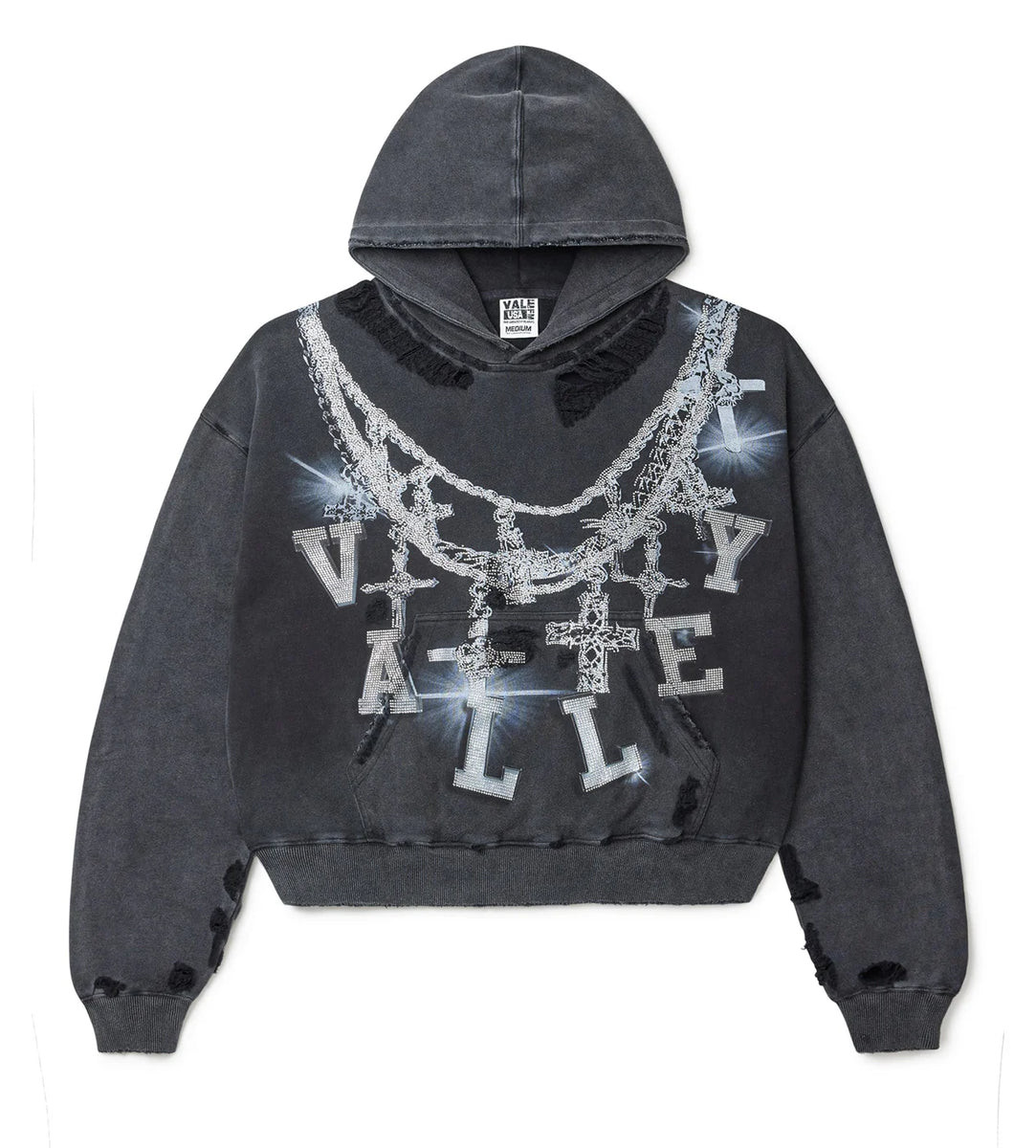 BIG CHAIN BEJEWELED HOODIE BLACK – Token Miami