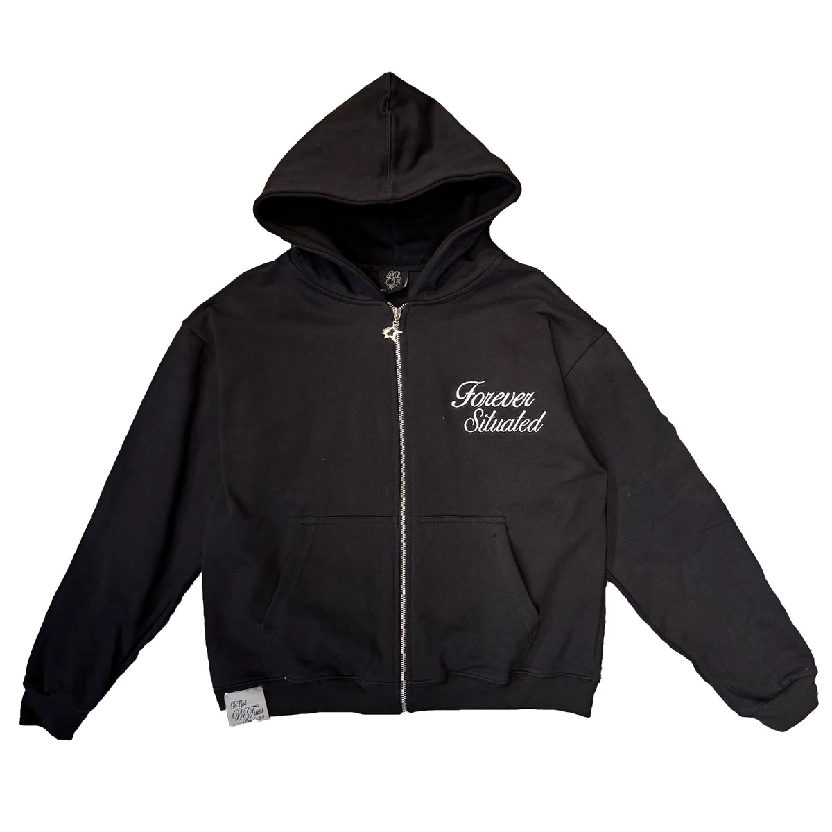 Forever Situated Embroidered Zip Up Jacket Black – Token Miami
