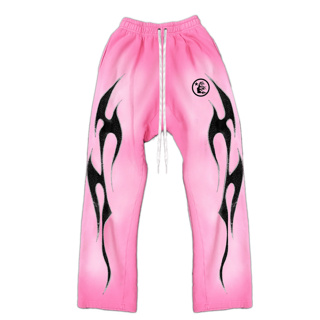 Hellstar Pink/Black Flame Sweatpants – Token Miami