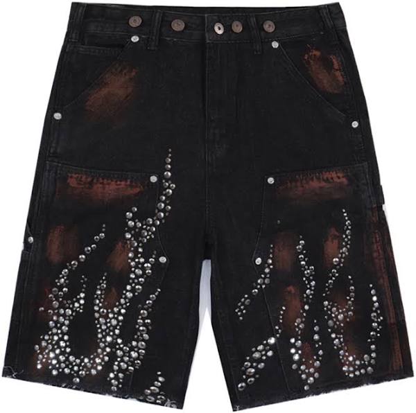 Flame Studded Denim Jeans Black – Token Miami