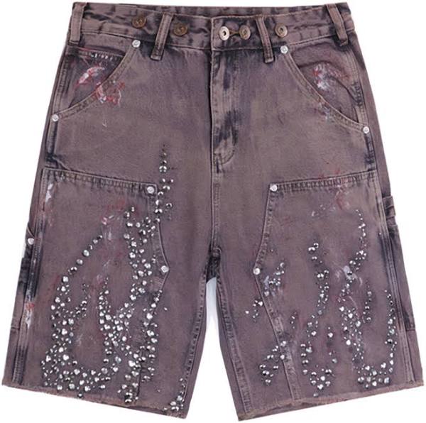 Flame Studded Denim Jeans Purple – Token Miami