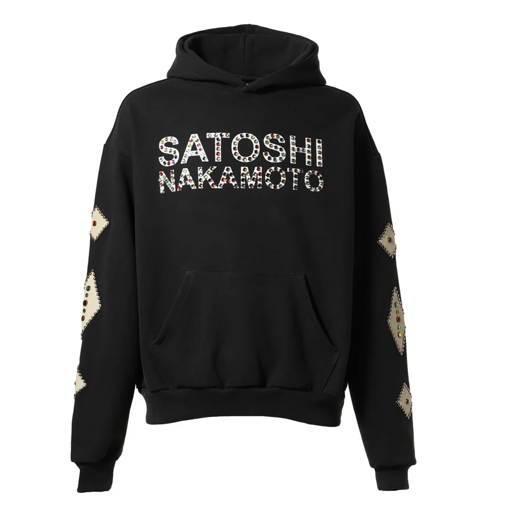 Satoshi Nakamoto 'Studded Logo' Black Hoodie – Token Miami